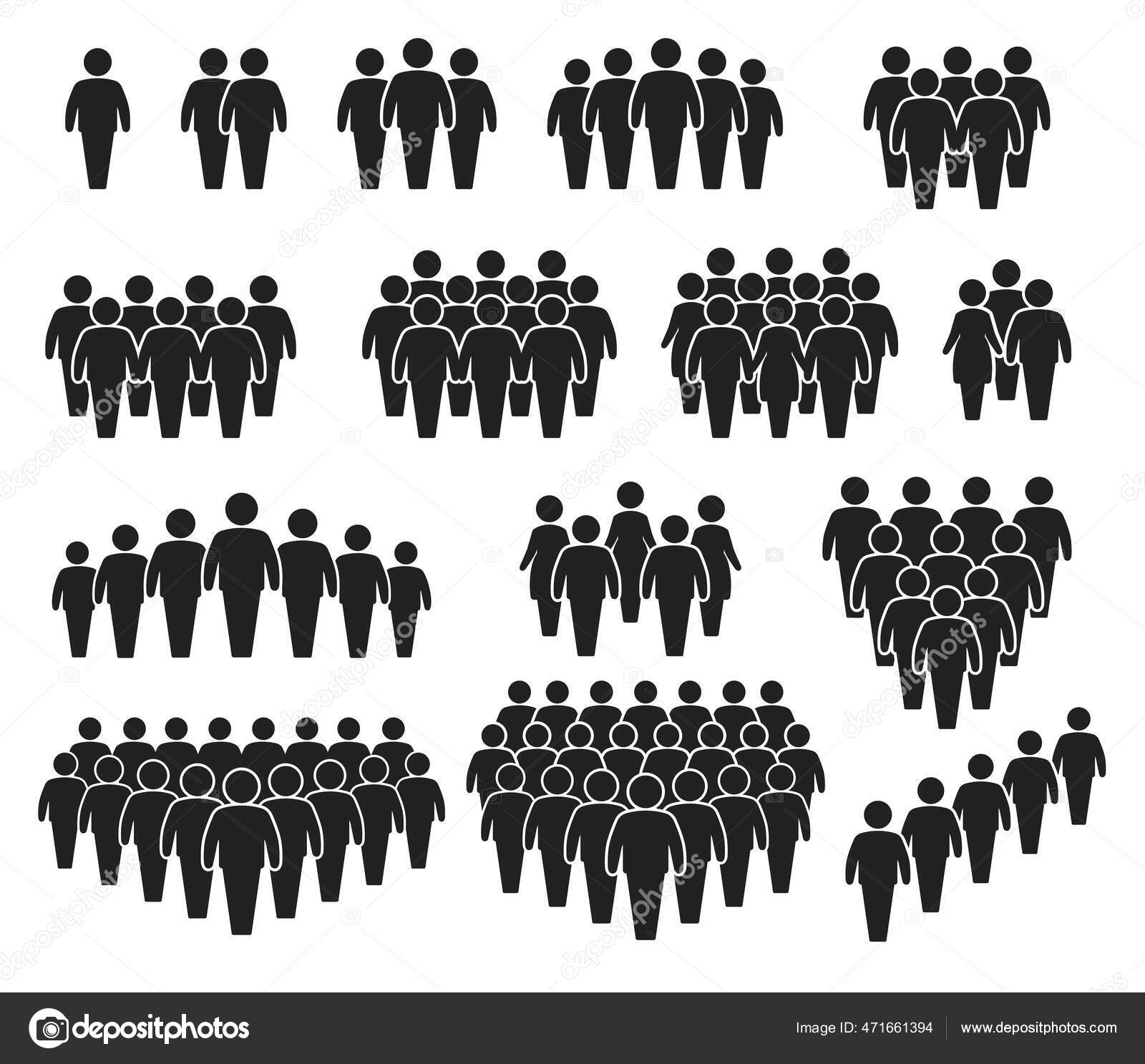 Les gens foule icônes. Grand groupe de personnes. Une équipe d'hommes ...