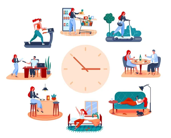 Daily activities clock Vector Art Stock Images | Depositphotos