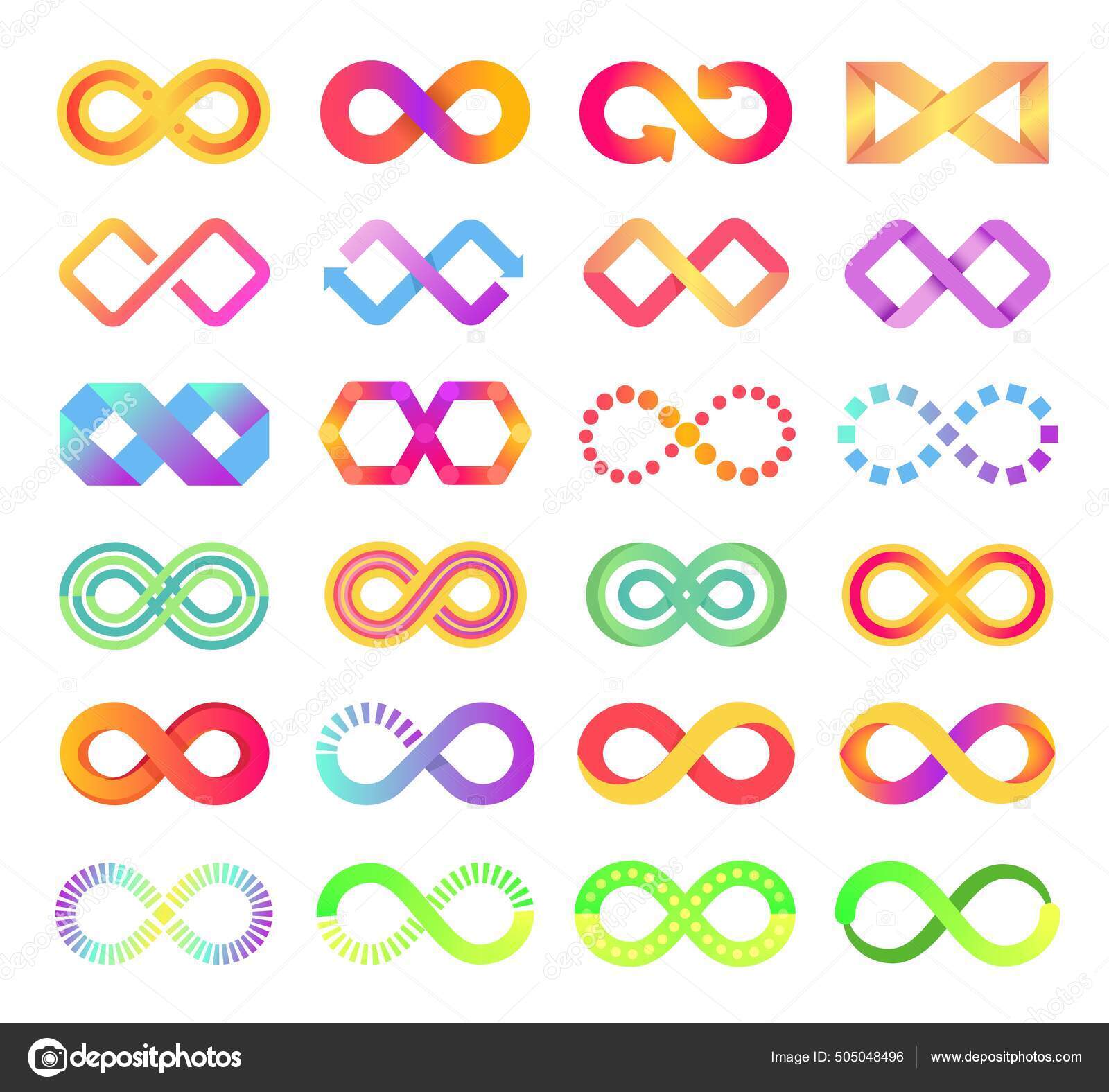 Color infinity icon, infinite loop symbol logo. Colorful endless arrow ...