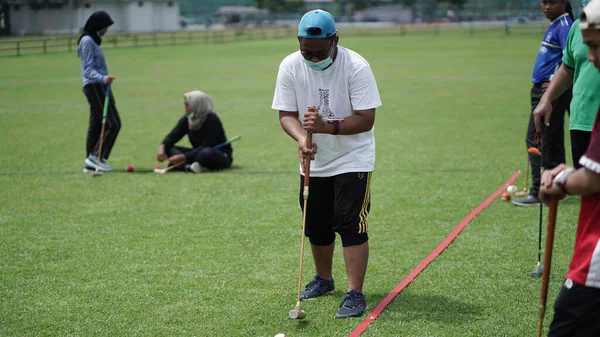 Playing Gateball Open Space Sultan Agung Stadium Bantul Indonesia ...