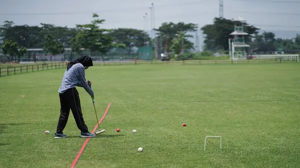 Playing Gateball Open Space Sultan Agung Stadium Bantul Indonesia ...