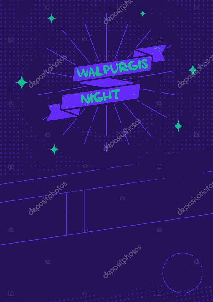 Plantilla de p ster de noche Walpurgis para imprimir. Fondo colorido de vacaciones 2024