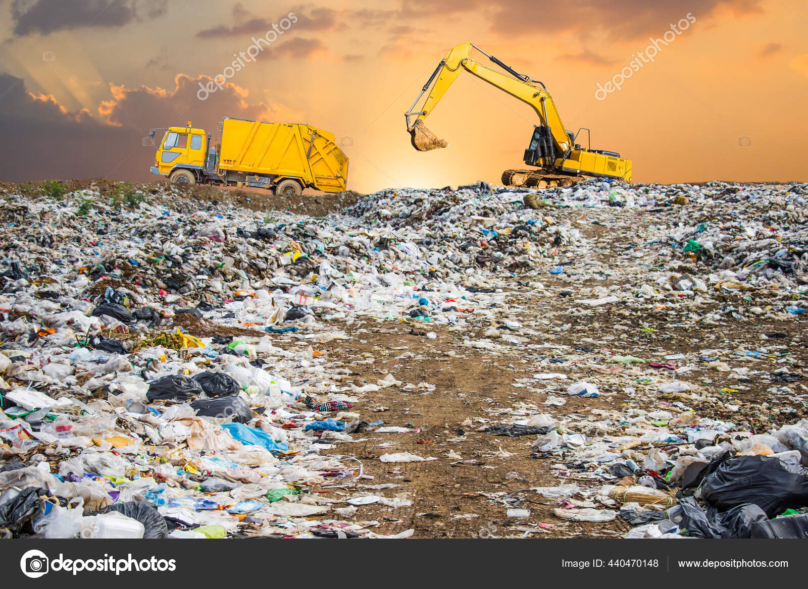 Dump Truck Dumping Trash