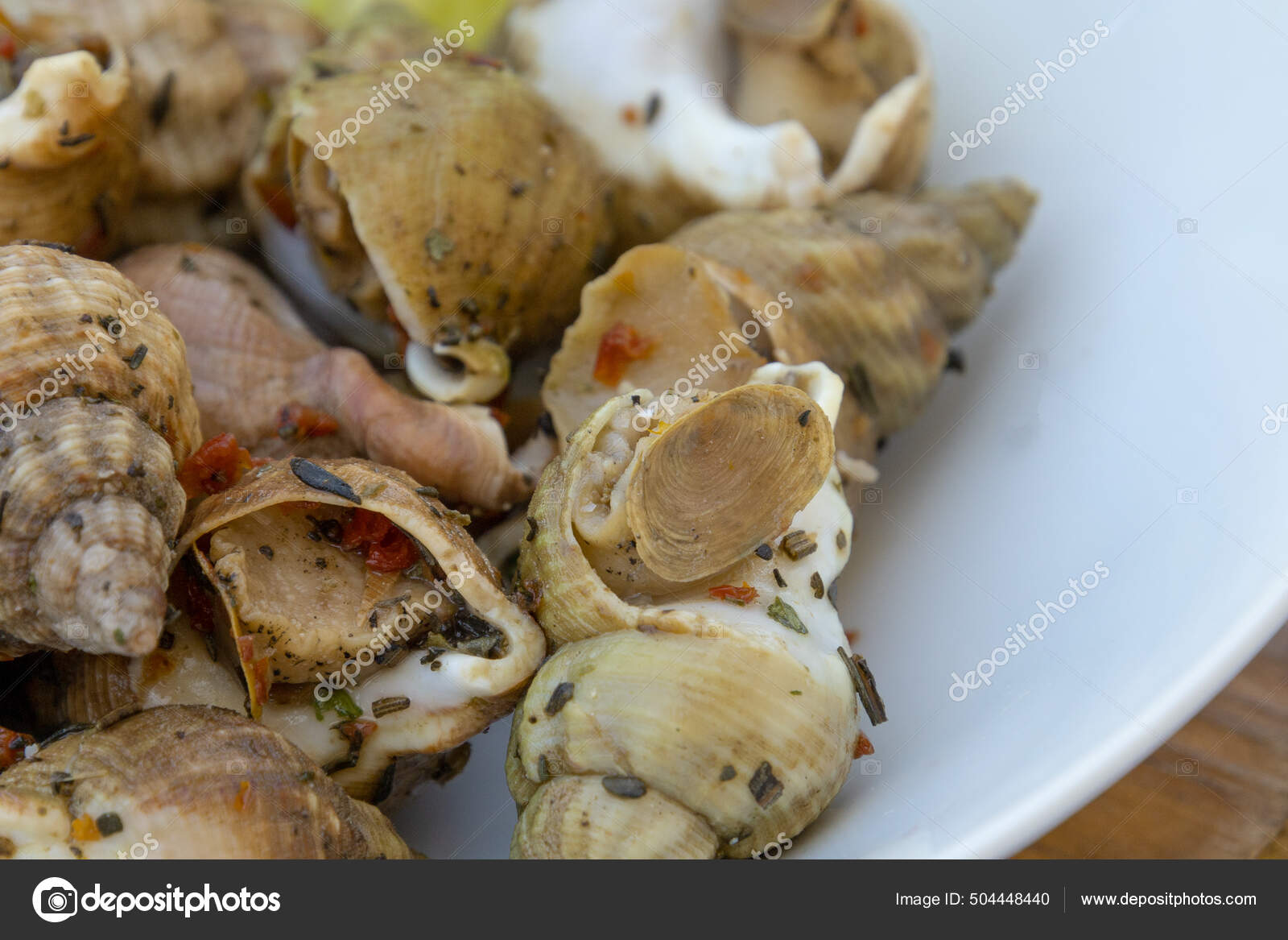 Plate Cooked Whelks Table — Stock Photo © frederiquewacquier #504448440