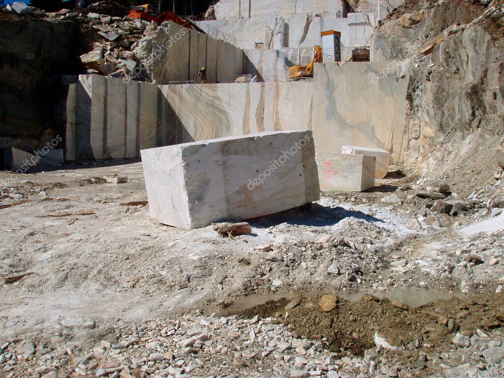mining in a marble quarry, resource extraction in a stone pit 2024