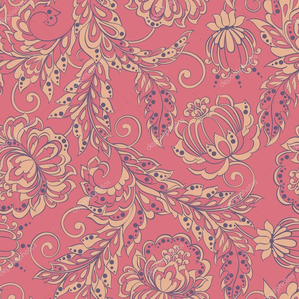 Ethnic Flowers seamless pattern Stock Vector by ©meduzzza 120823104
