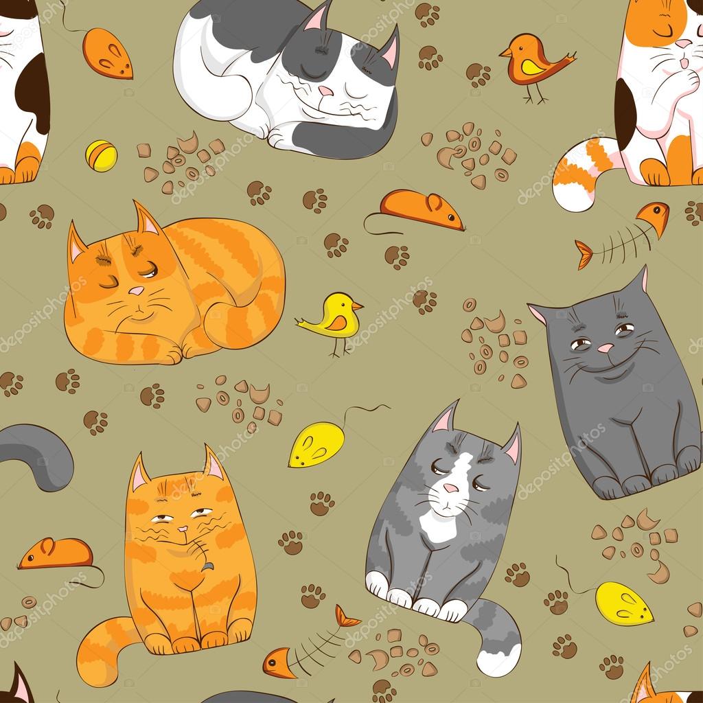 Cartoon cats pattern Stock Vector Image by ©meduzzza #70890071