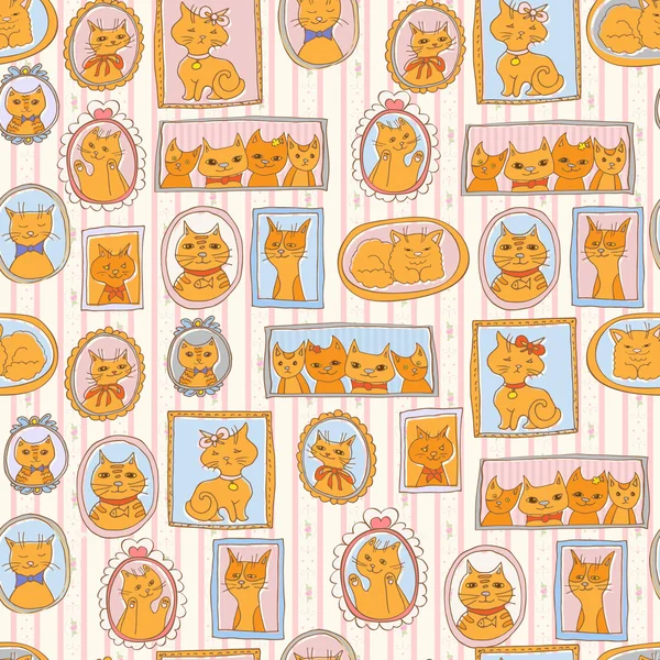 Cute cats and dogs retro portraits seamless pattern. pets vector ...