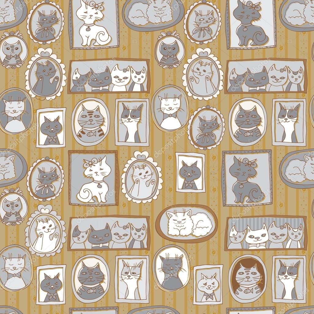 Cute cat portraits seamless pattern — Stock Vector © meduzzza #89336962