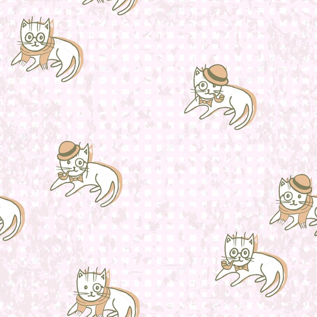 Cute Hipster Cats Seamless Pattern Stock Vector by ©meduzzza 92297226