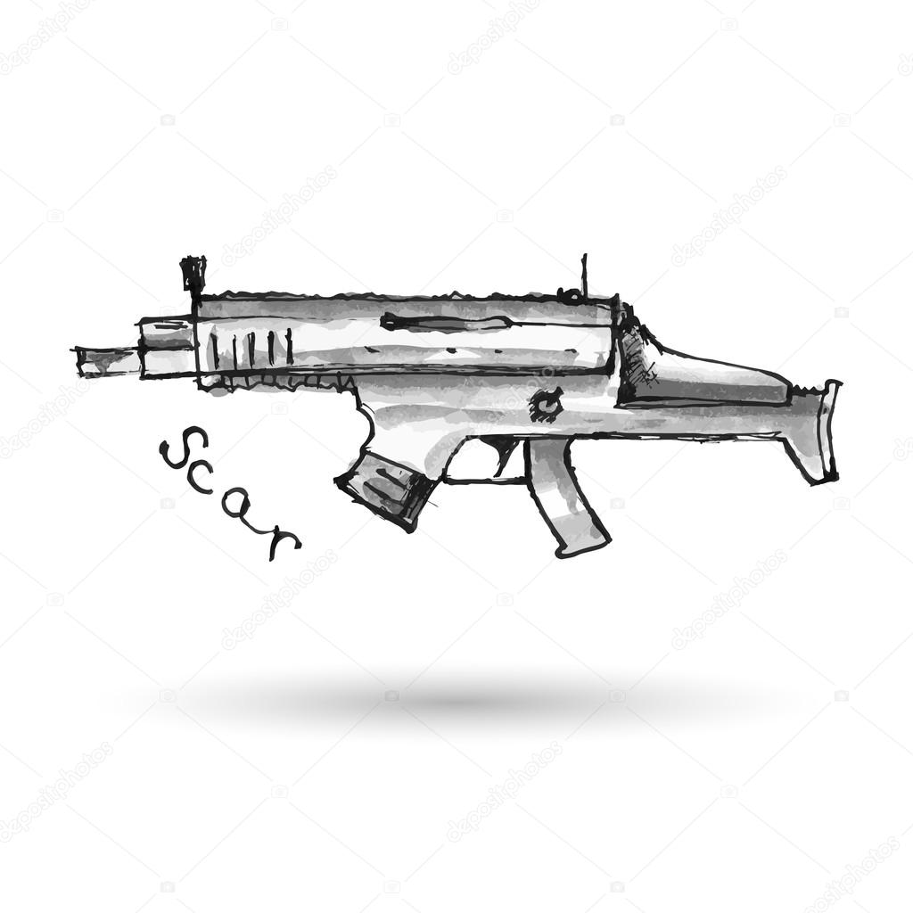Assault rifle Scar isolated Stock Vector by ©meduzzza 93680912