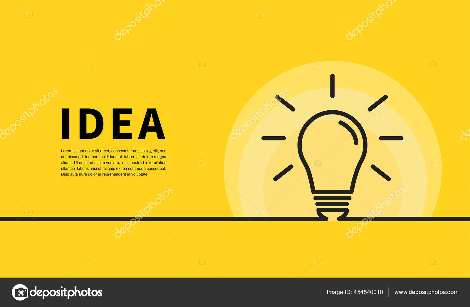 Light Bulb Icon Yellow Background Energy Thinking Symbol Creative Idea ...