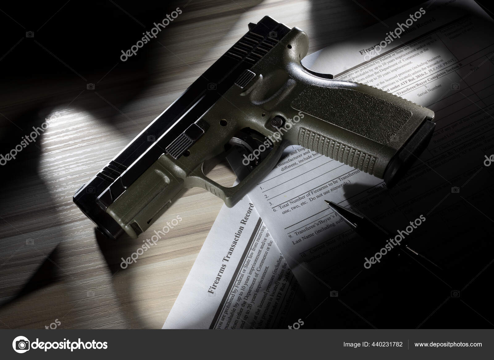 Pistol Pen Resting Public Domain Fbi Forms Used Nics Background Stock