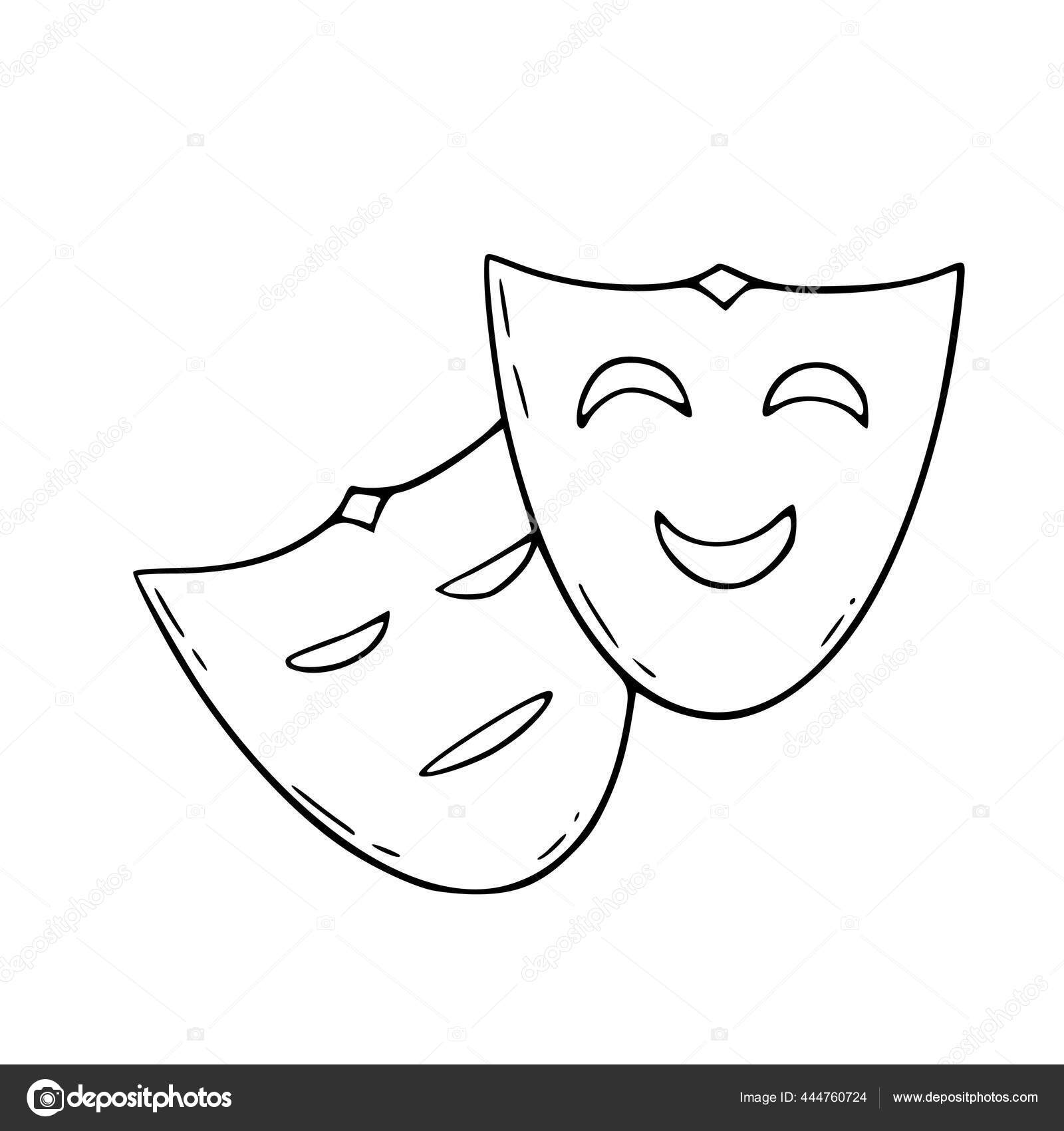 Happy Sad Mask Drawing