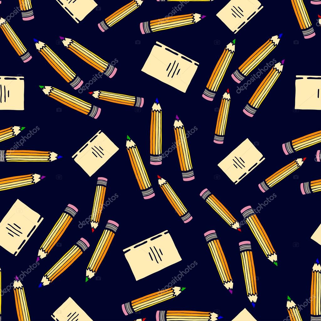 Seamless pattern with color pencils and notebooks — Stock Photo © m-ion ...