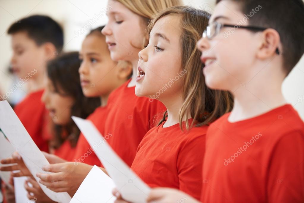 Group Of School Children Singing In Choir Together — Stock Photo ...