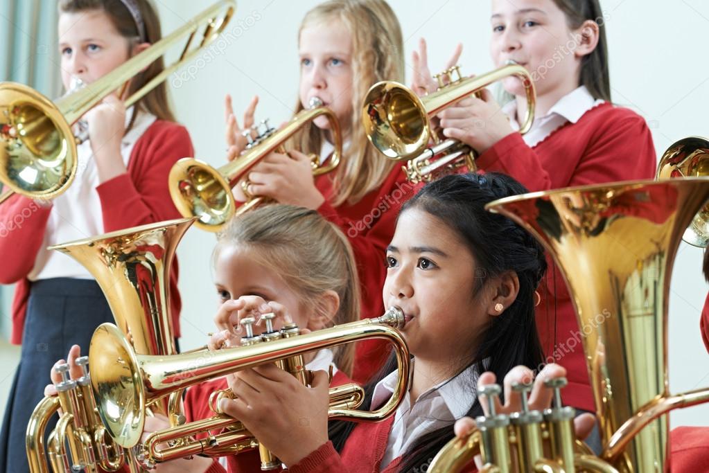 Group Of Students Playing In School Orchestra Together — Stock Photo ...