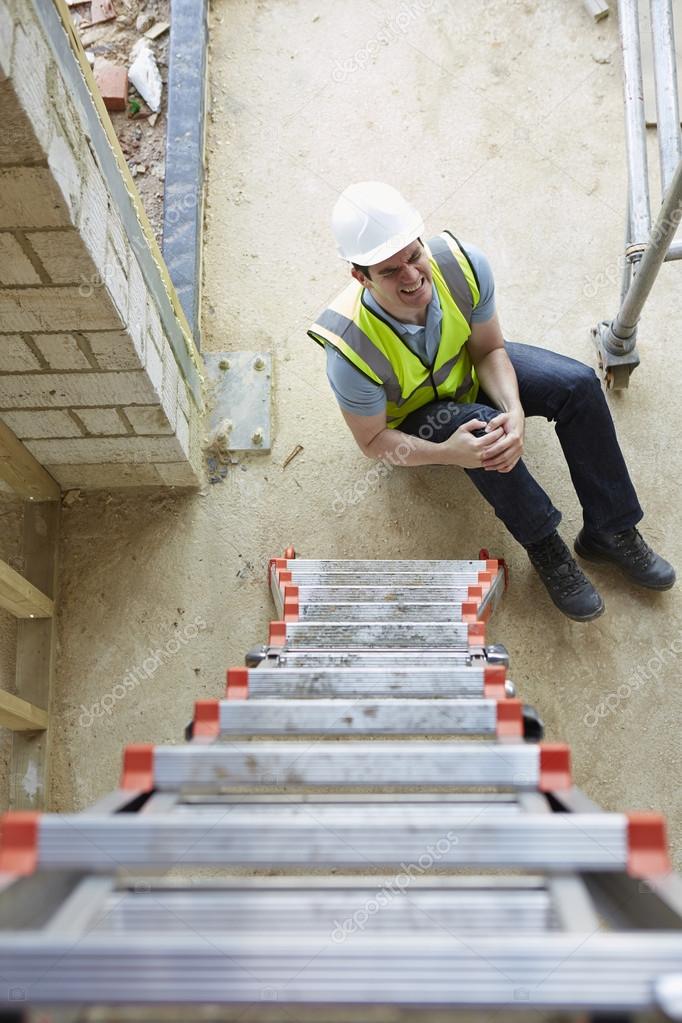 Construction Worker Falling Off Ladder And Injuring Leg Stock Photo by ...