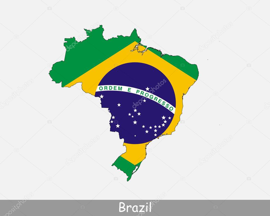 Mapa de Brasil Bandera. Mapa de Brasil con la bandera nacional ...
