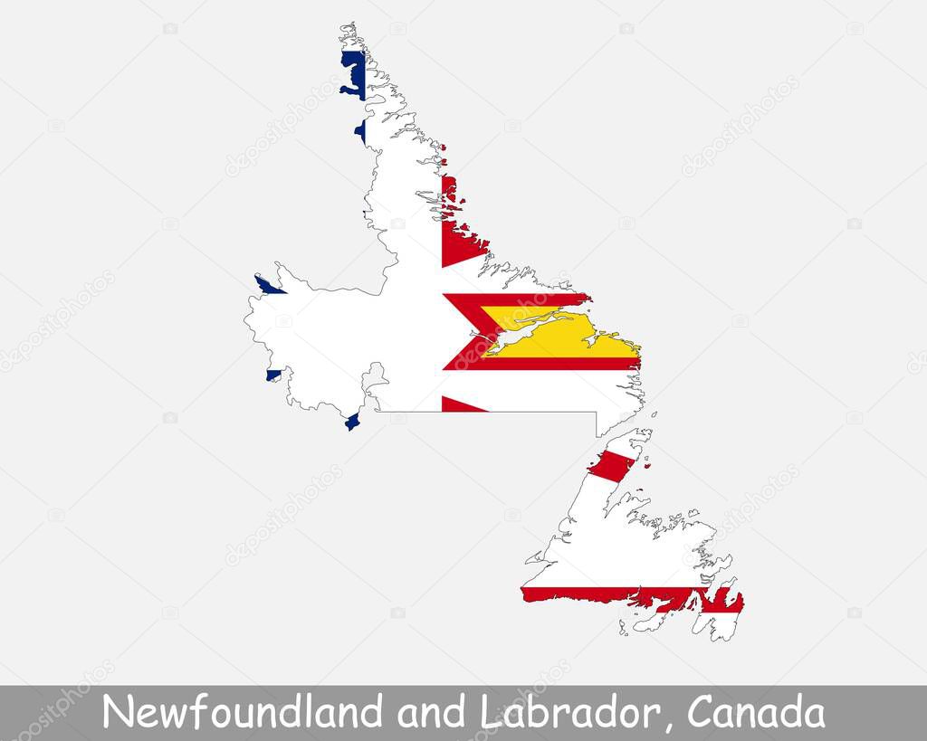 Bandera Mapa Terranova y Labrador. Mapa de NL, Canad con bandera ...