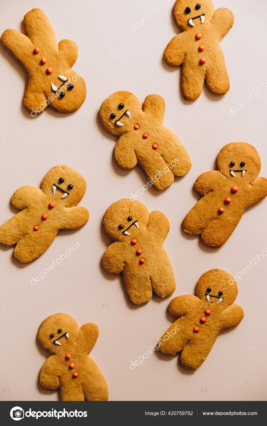 Cookies Shape Ginger Men Vampire Face Prepared Halloween Lie Pink Stock ...