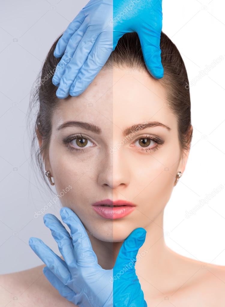 Woman, before and after retouch Stock Photo by ©erstudio 102973070