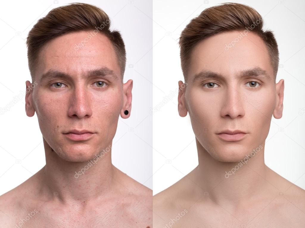 Man before and after retouch — Stock Photo © erstudio #116489818