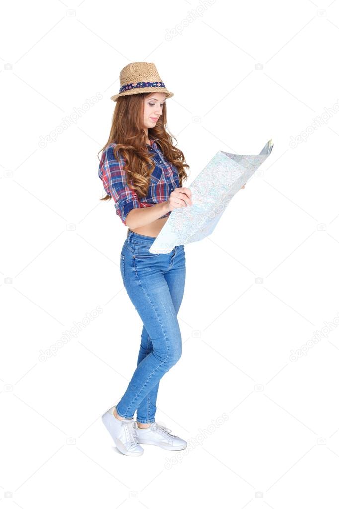 Woman with the map Stock Photo by ©erstudio 117477890