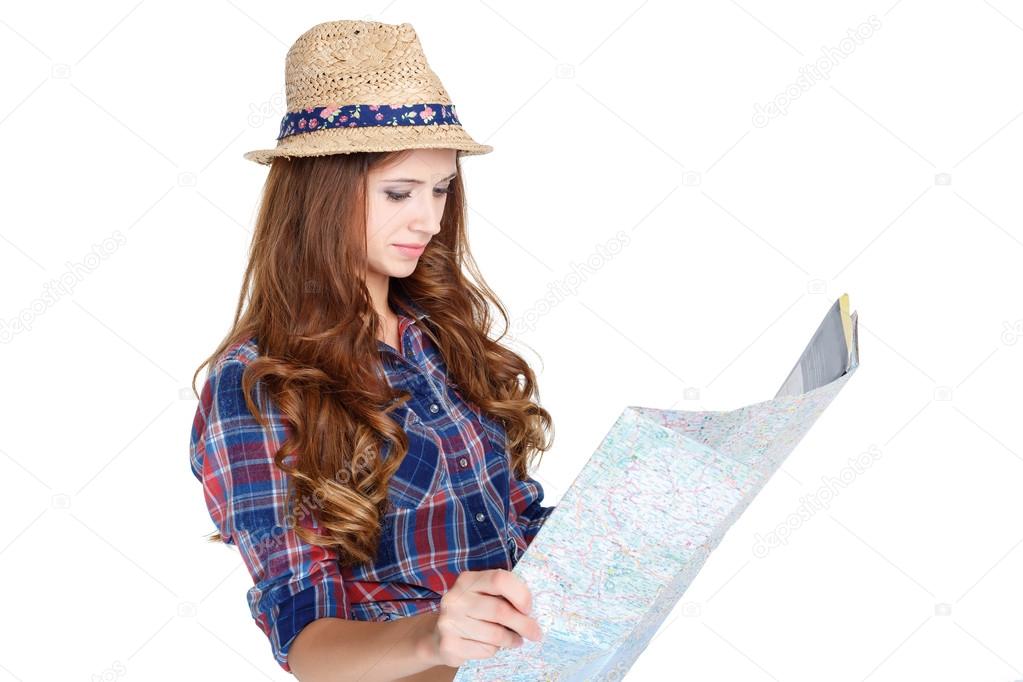 Woman with the map Stock Photo by ©erstudio 117477892