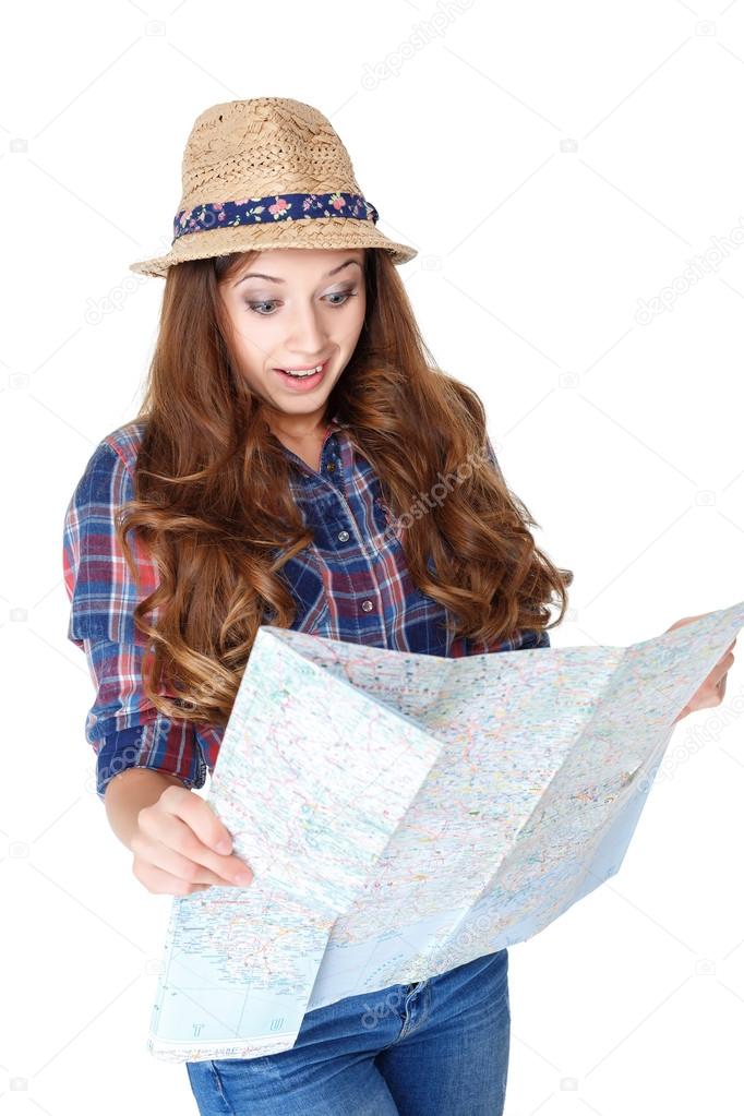 Woman with the map Stock Photo by ©erstudio 117477908