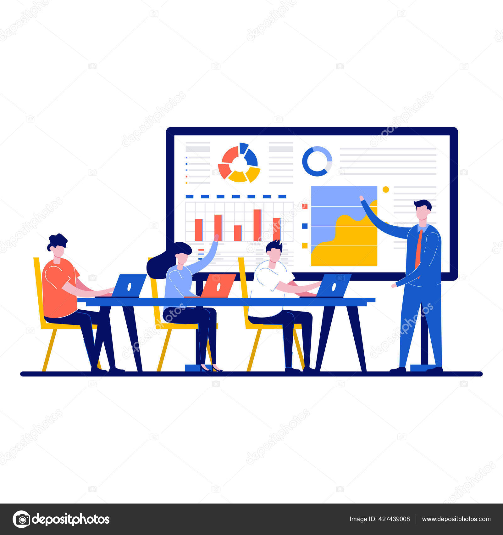 Office Work Concept Character Corporate Workflow Process Business Team ...