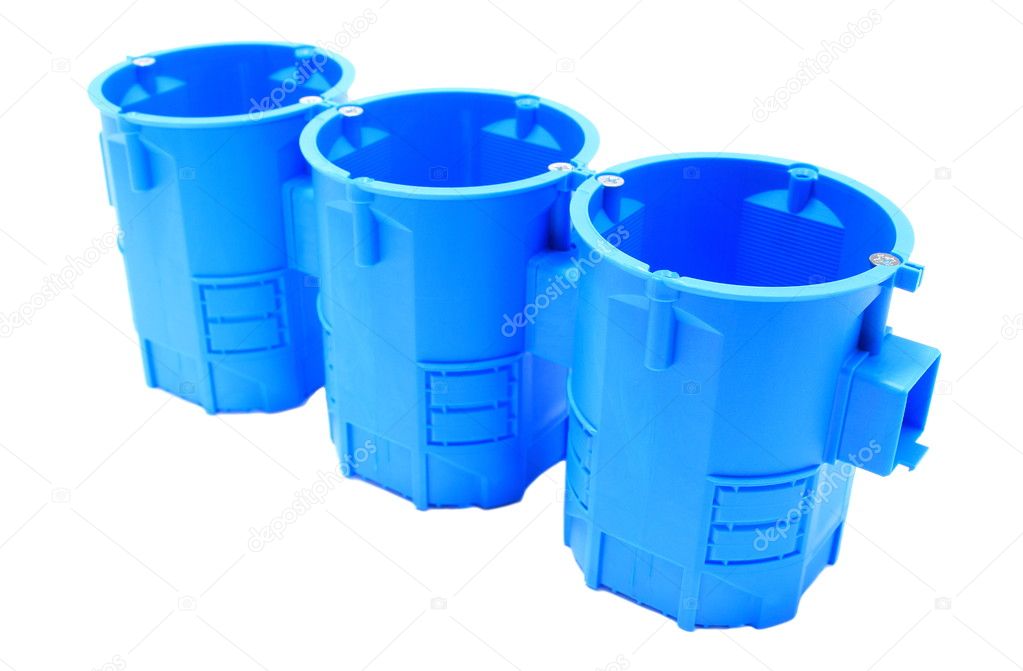 Blue electrical boxes on white background Stock Photo by ©ratmaner ...