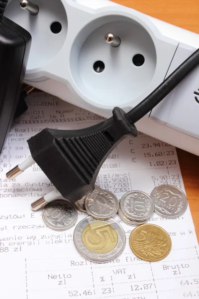 Cables eléctricos desconectados de la tira eléctrica y factura de ...