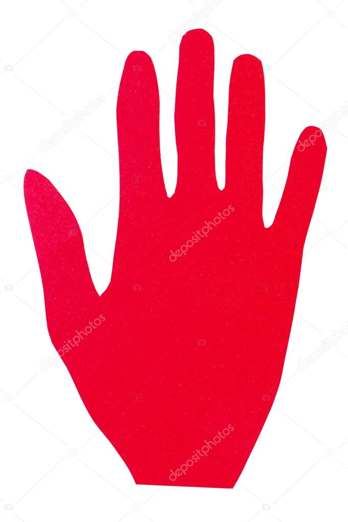 Hand of red paper showing stop sign — Stock Photo © ratmaner #94363438