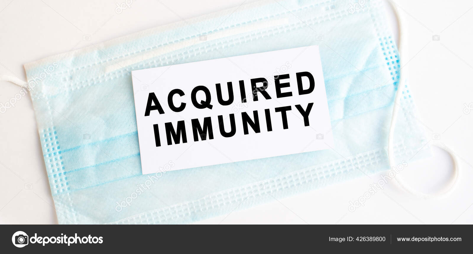 White Card Inscription Acquired Immunity Medical Protective Mask ...