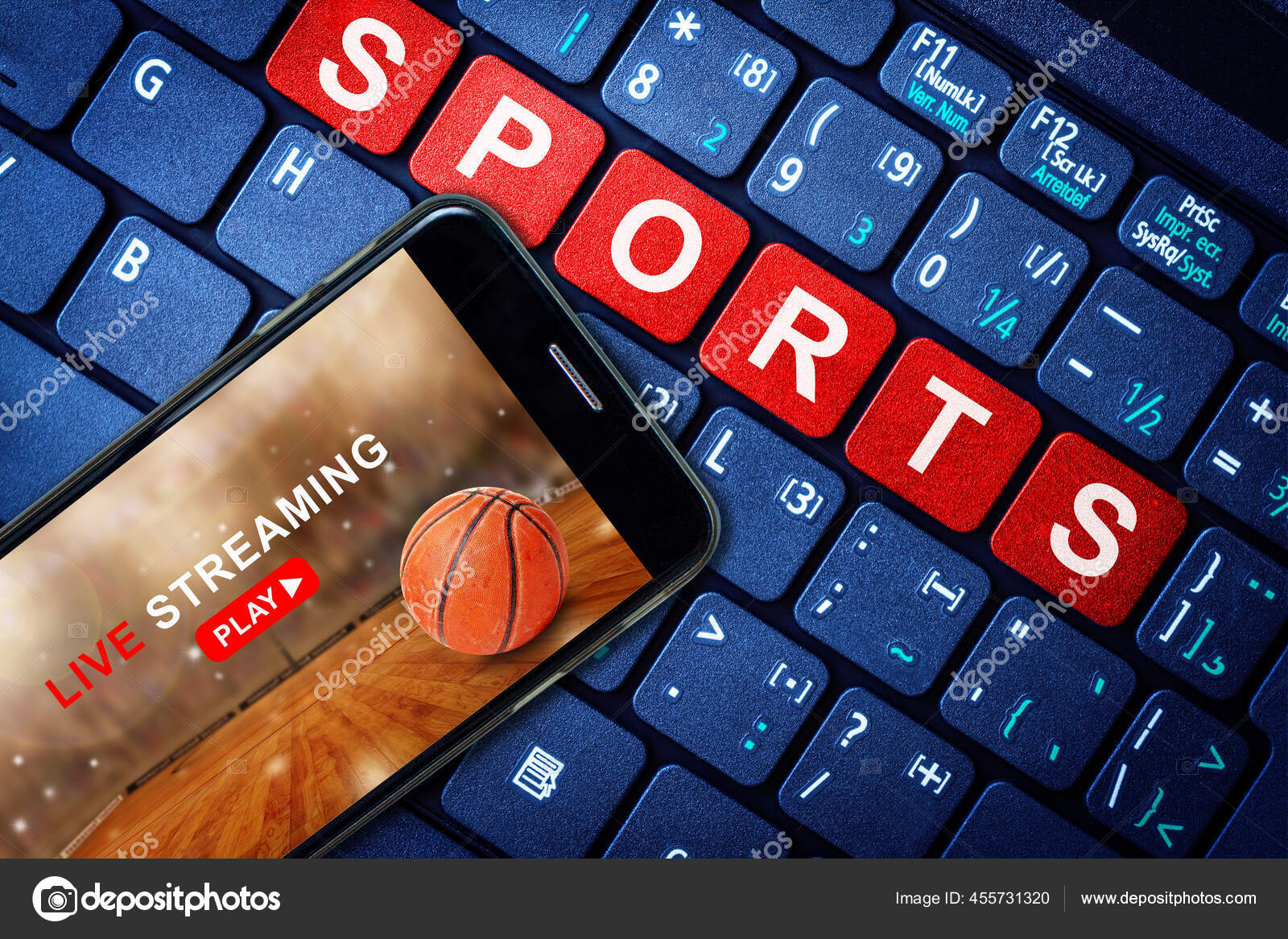 Sports Live Streaming Concept Showing Basketball Game Broadcast ...