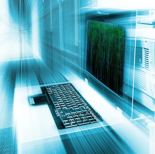 Server management terminal blur matrix binary code - Stock Image ...