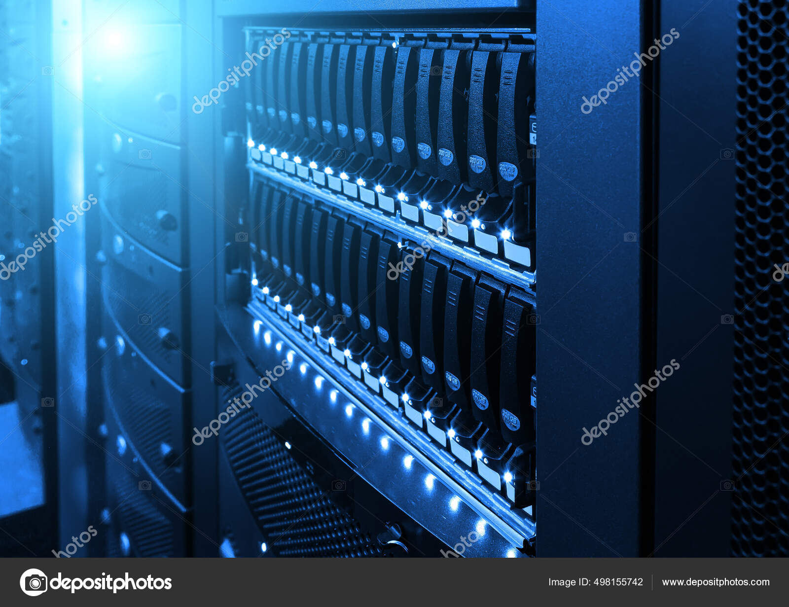 Abstract Modern High Tech Internet Data Center Room Rows Racks — Stock ...