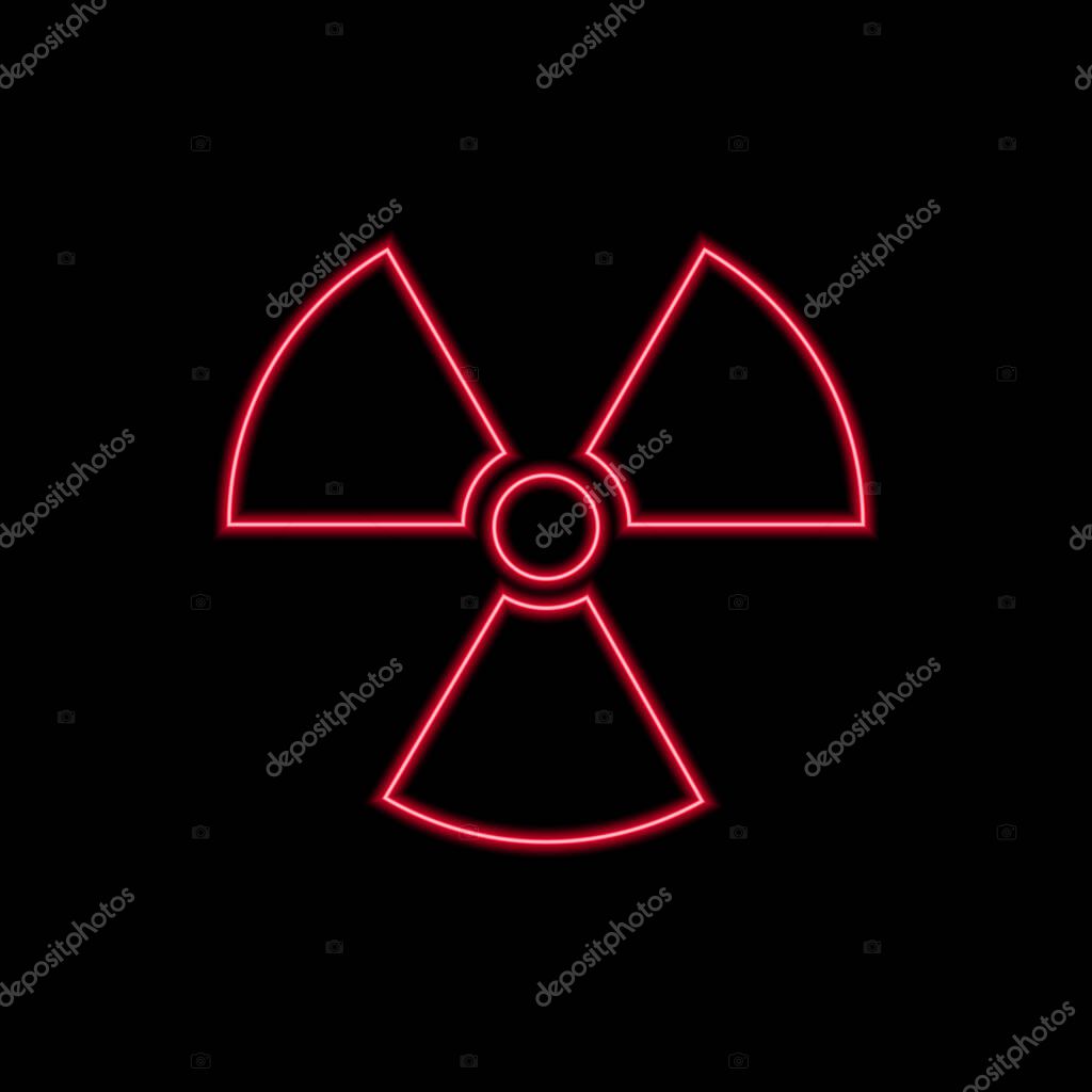 Neon Radiation vector icono. Signo radioactivo de advertencia símbolo ...