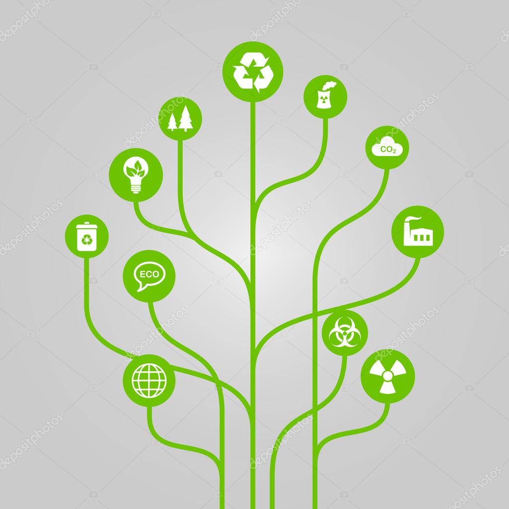 Abstract icon tree illustration - environment, ecology and nature ...