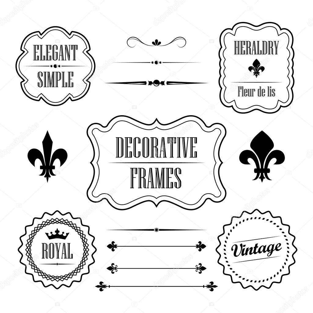 Set of decorative frames, borders and dividers - vintage retro style ...