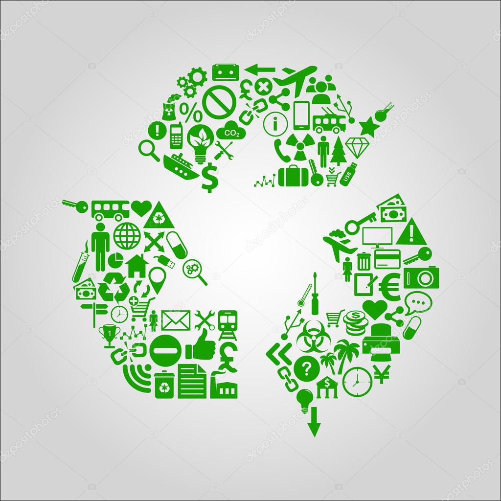 Ilustraci n del concepto de reciclaje: varios medios, tecnolog a, medio ambiente e iconos ...