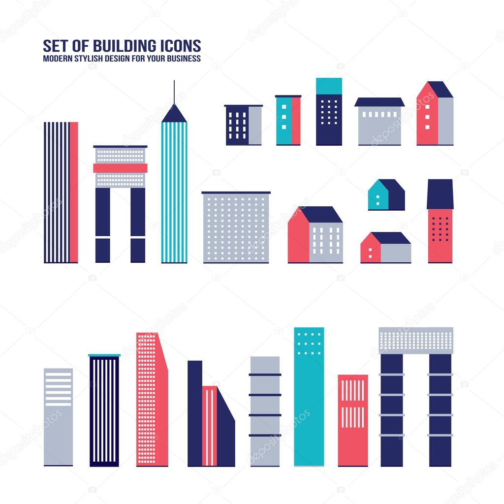 Skyscraper building icon set — Stock Vector © anttoniu #58377191