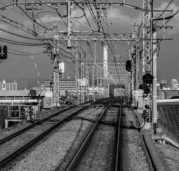 railroad : a track or set of tracks made of steel rails along wh ...