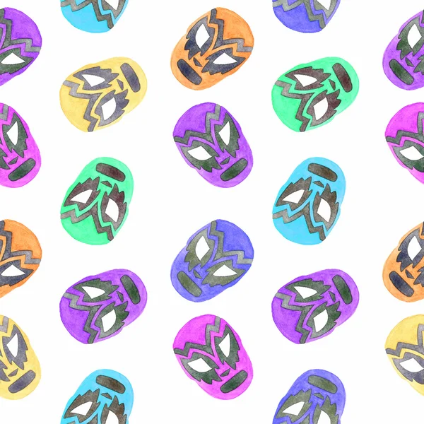 Luchador or fighter mask set. Seamless pattern with hand-drawn lucha ...