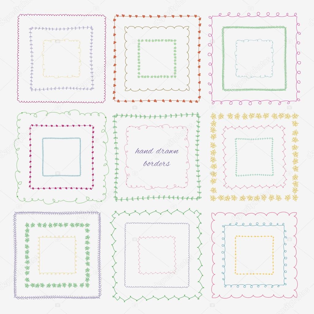 Set of dividers and borders. Hand-drawn elements. Vector illustration ...