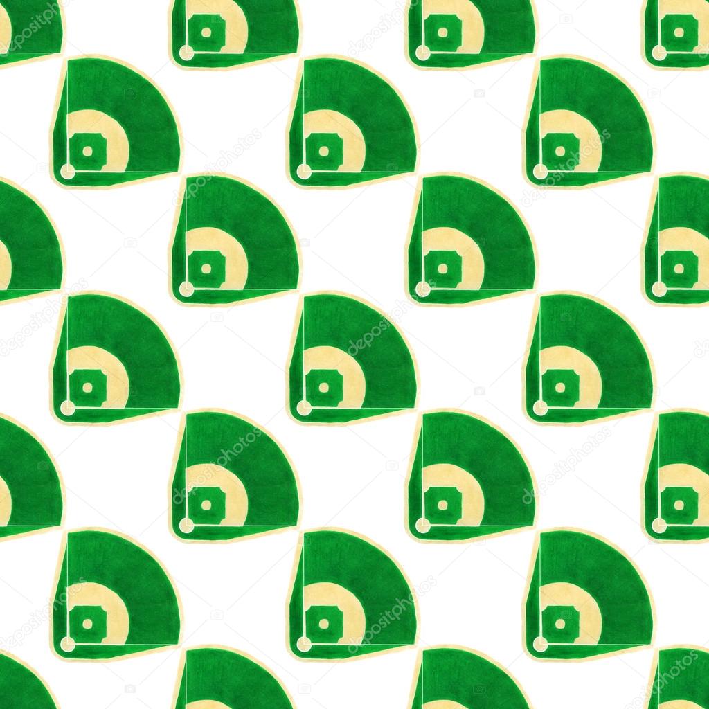 Baseball field. Seamless pattern with hand drawn baseball diamond on ...