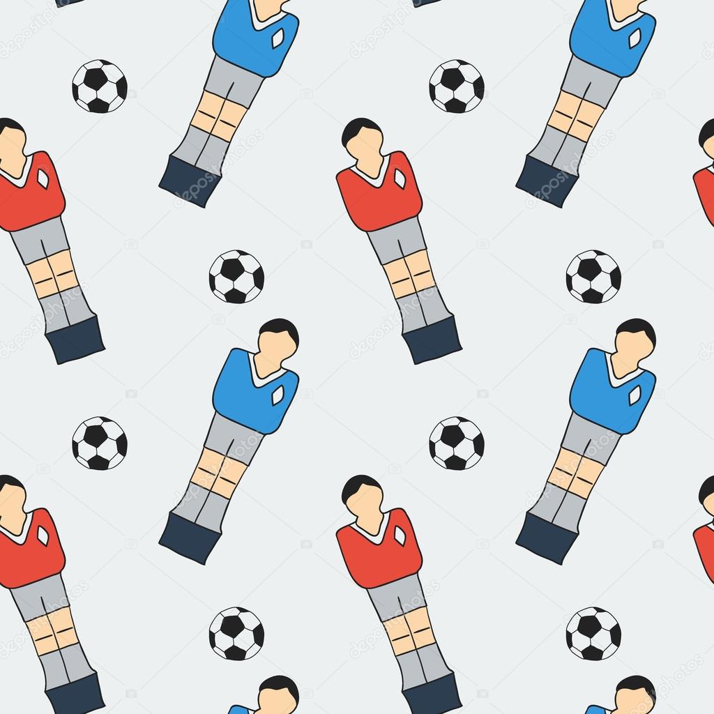 Dibujo de fútbol de mesa. Patrón sin fisuras con los iconos dibujados a ...