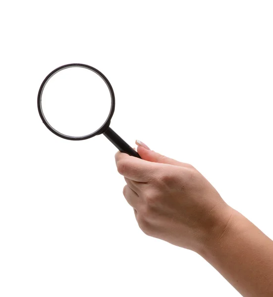 Hand holding a magnifying glass Stock Photo by ©bloomua 23528205