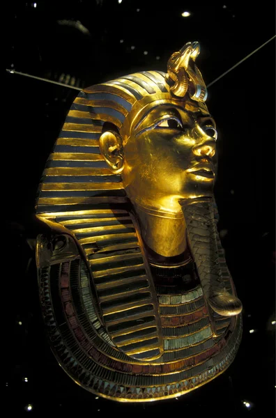 De gouden masker van Toetanchamon in tge Egyptische museum ...
